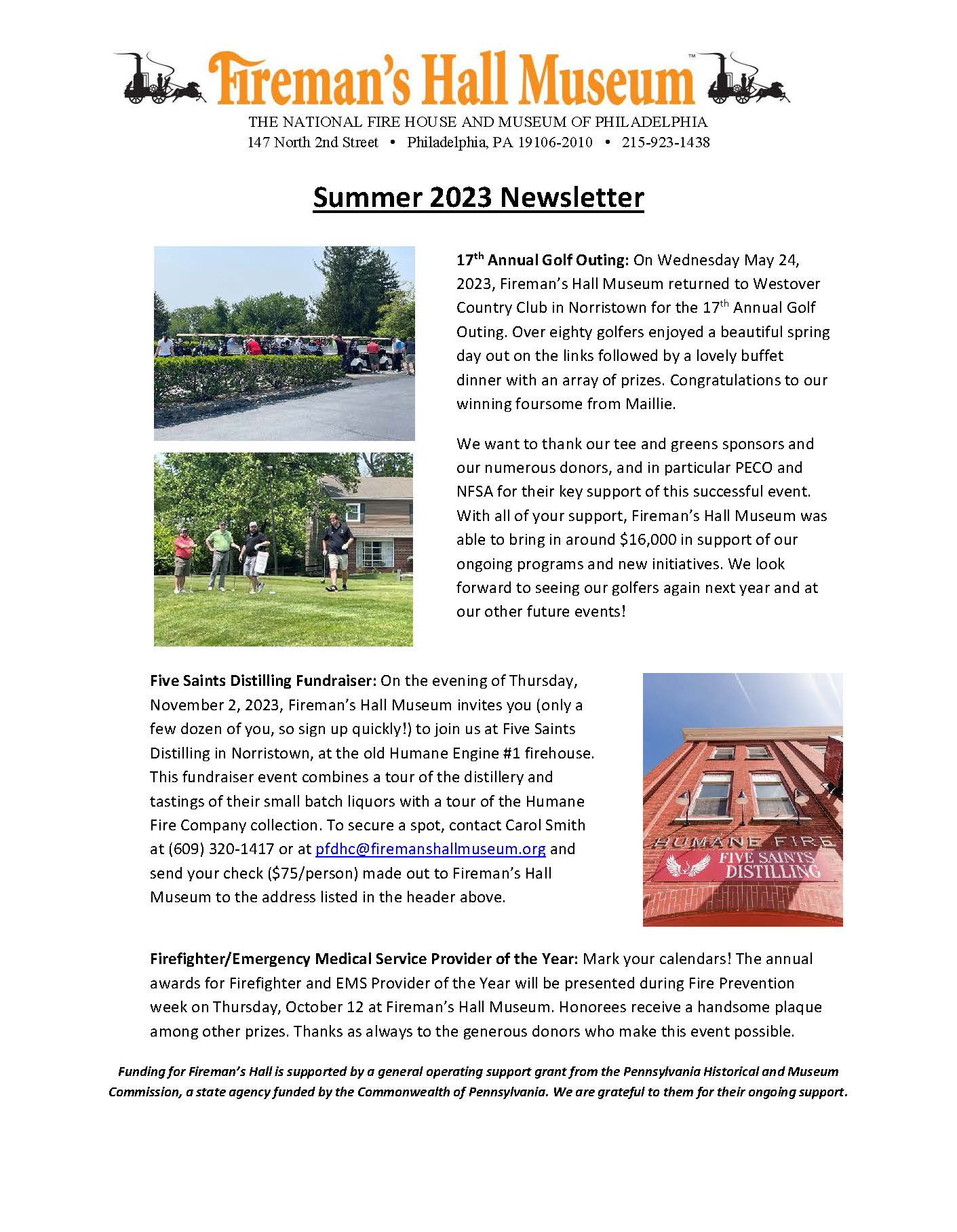 The Fireman’s Hall Museum Newsletter – Fireman's Hall Museum Philadelphia