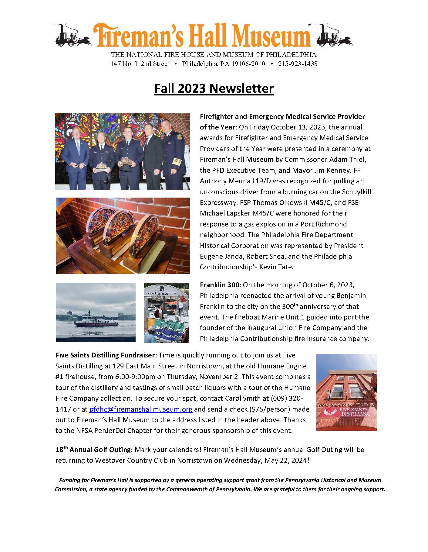 The Fireman’s Hall Museum Newsletter – Fireman's Hall Museum Philadelphia