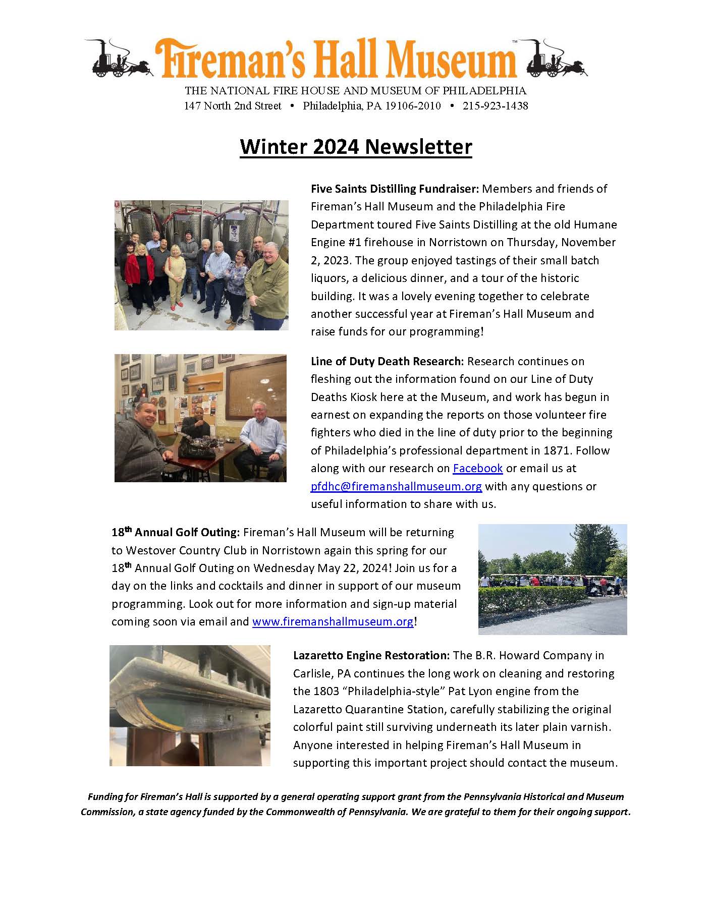 The Fireman’s Hall Museum Newsletter – Fireman's Hall Museum Philadelphia